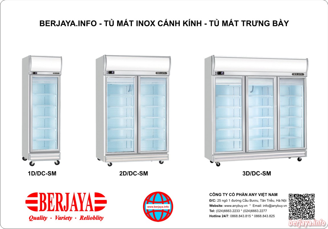 Tu mat inox canh kinh berjaya – Điện lạnh Happys